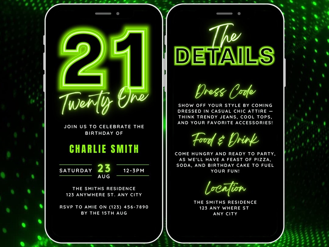Animated 21st Birthday Invitation Template, Digital 21st Birthday ...
