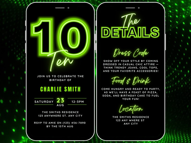 Animated 10th Birthday Invitation 10th Digital Invite for - Etsy