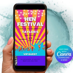 Digital Hen Party Invitation, Festival Themed Hen Party Invitation, Hen ...