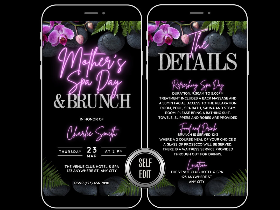Mothers Day Spa & Brunch Invitation, Mothers Day Spa Invitation ...