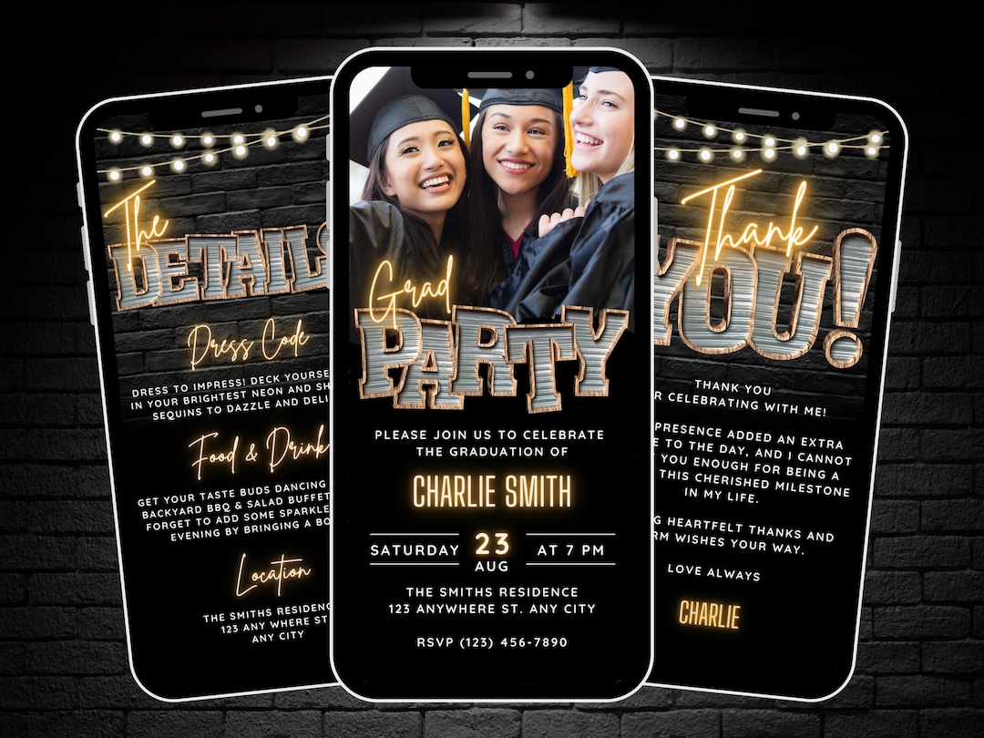 Digital Graduation Party Invitation, Animated Gold College Announcement ...