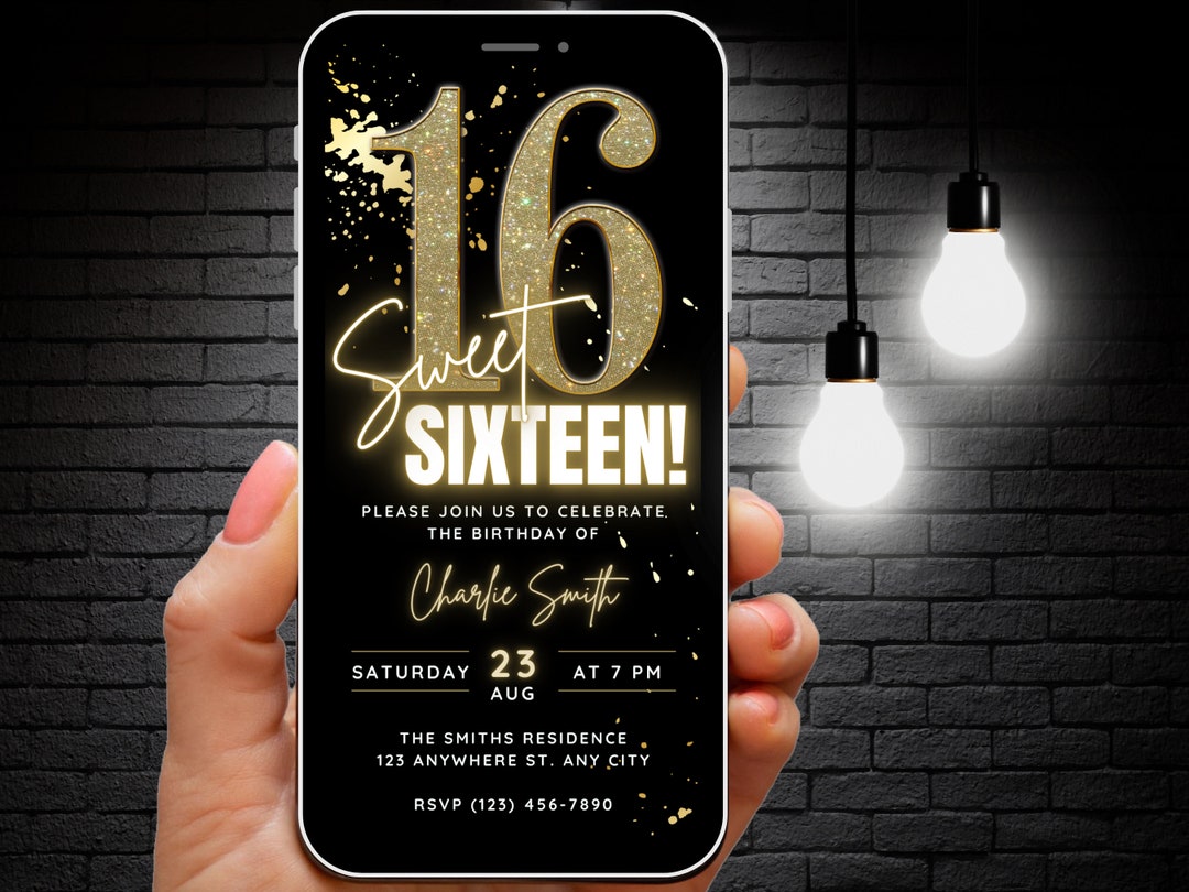 Animated Girls Sweet 16 Invitation Flyer, Digital 16th Birthday Invite ...