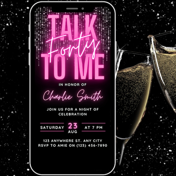 40th Birthday Invitation for Her Canva - Etsy