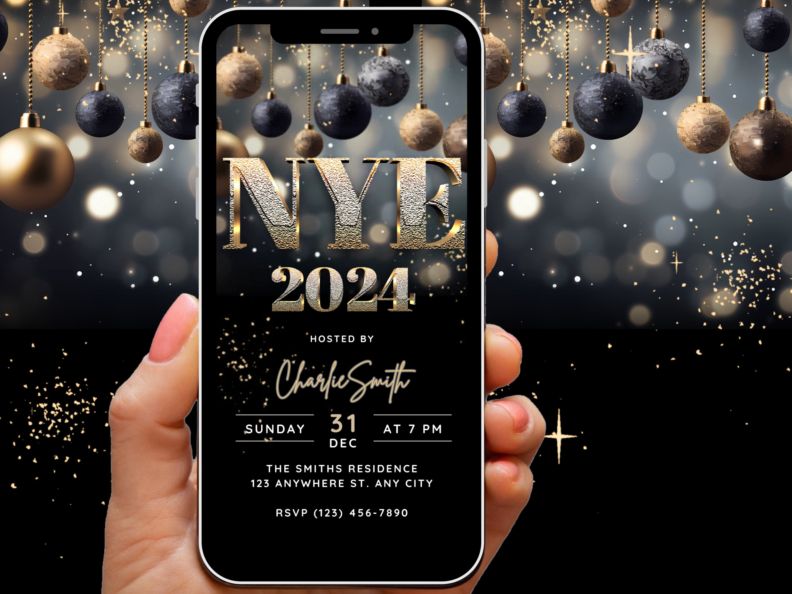 Animated NYE Party Invitation Template, Digital New Years Eve Party ...