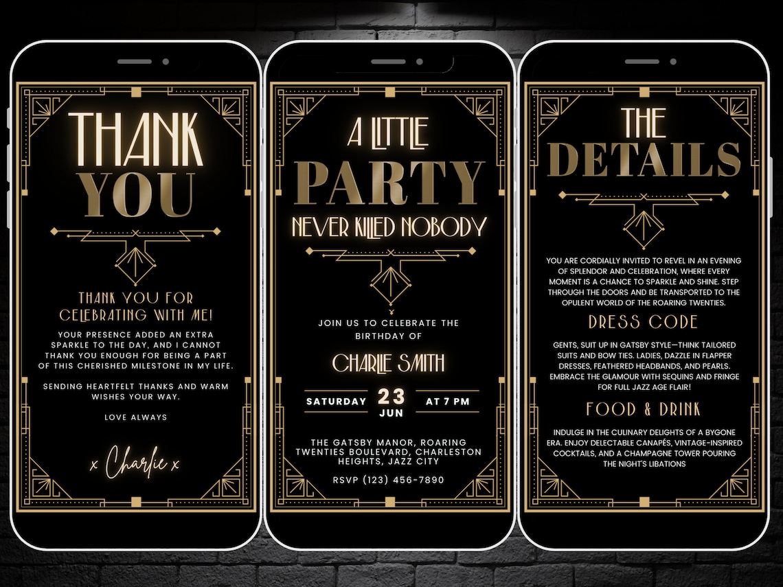 A Little Party Never Killed Nobody Invitation, Gatsby 1920s Themed ...