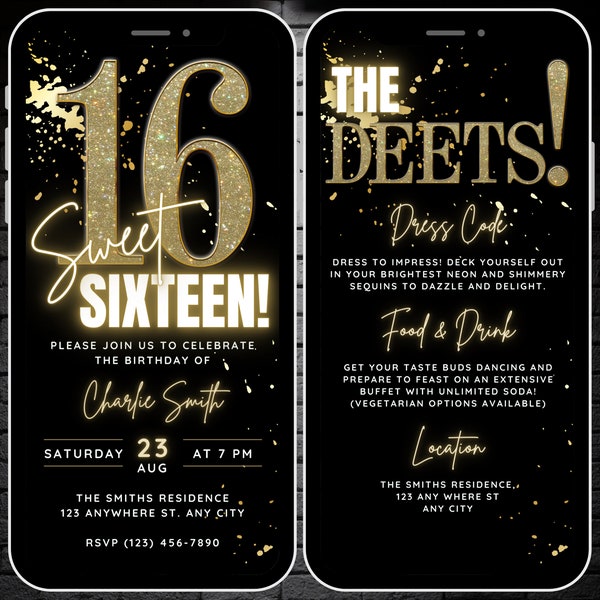 Sweet 16 Animated Birthday Invitation - Etsy