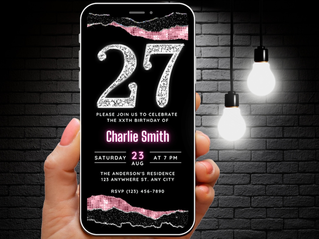 Digital 27th Birthday Invitation 27th Diamond Invitation for - Etsy
