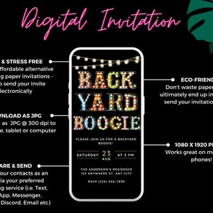 Back Yard Boogie Invitation Digital Invite, Backyard Party, BBQ Invite ...