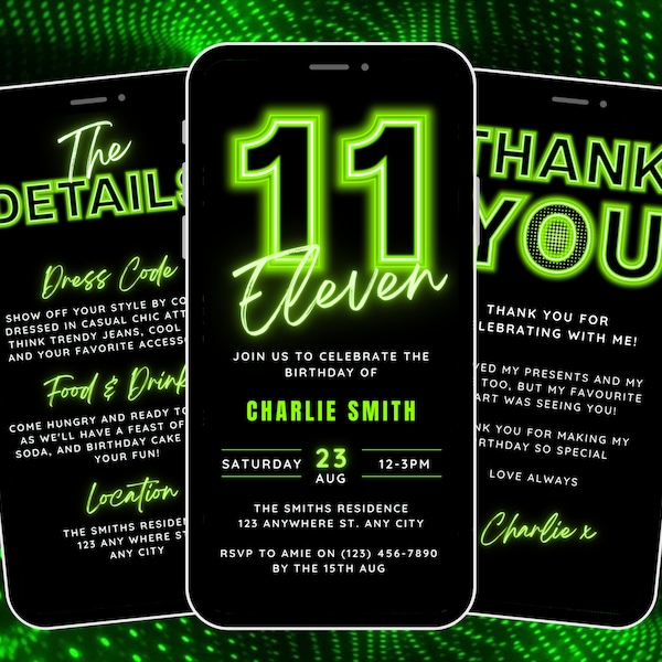 11 Year Old Birthday Invitation Boy - Etsy