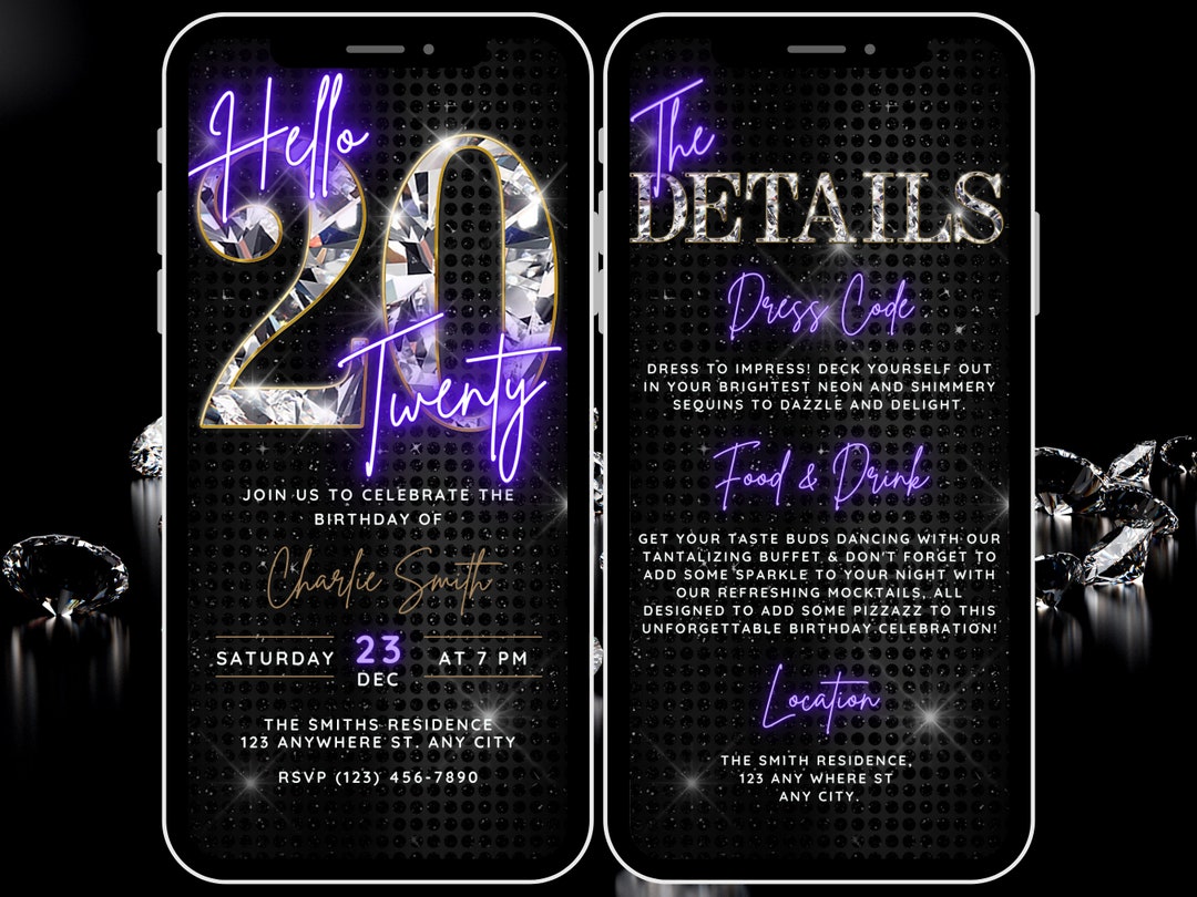 Animated Hello Twenty Digital 20th Birthday Invitation for - Etsy
