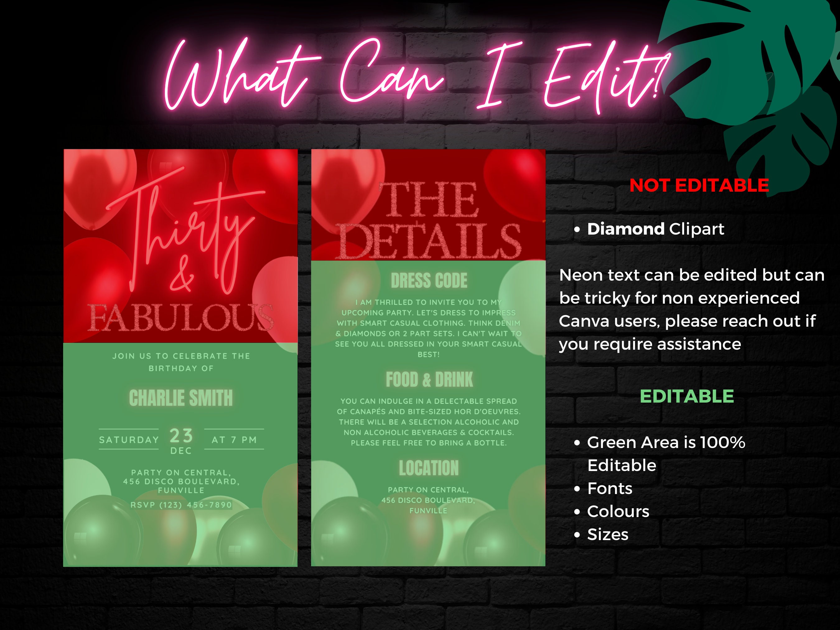 Thirty & Fabulous Womens 30th Birthday Digital Invitation Template ...