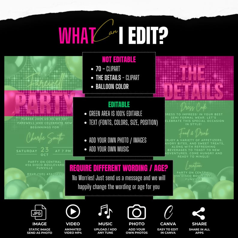 Digital Farewell Party Invitation Template, Animated Farewell Video ...