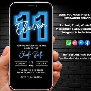 Animated 11th Birthday Invitation Template for Boys, Editable 11th ...