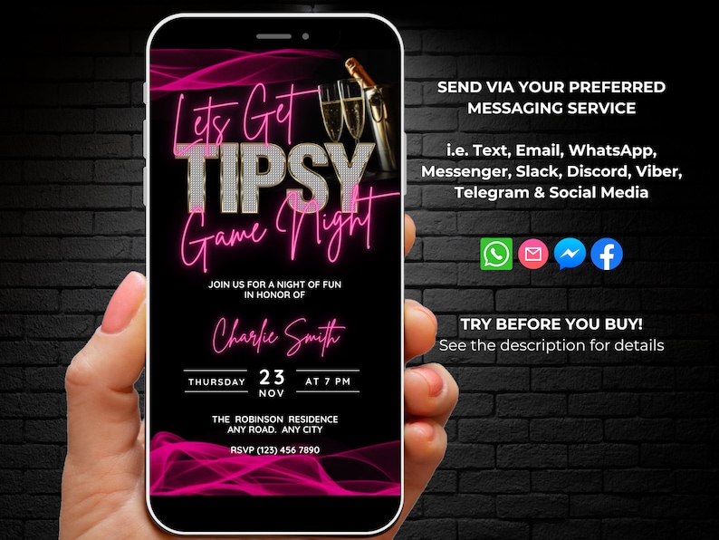 Animated Game Night Invitation for Adults, Family Game Night Party ...