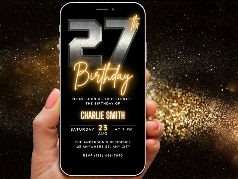 Mens 27th Birthday Invitation Template Download, 27th Birthday Invite ...