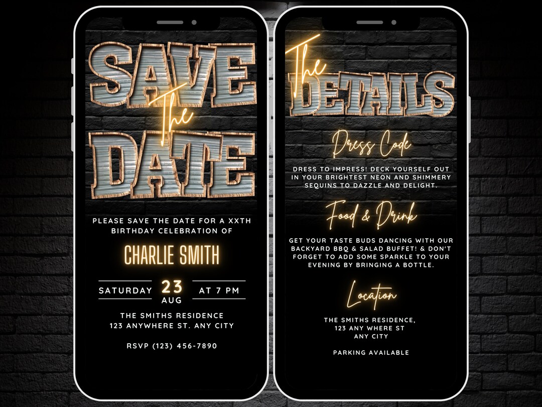 Save the Date Party Invitation, Editable Text Save the Date Birthday ...