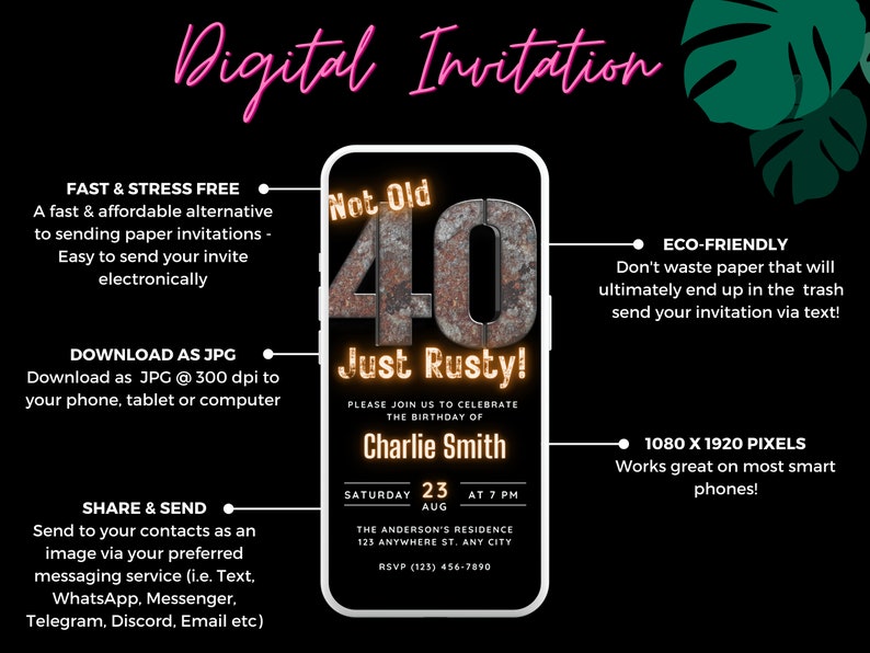 Unique 40th Birthday Invitation Template Not Old Just Rusty - Etsy