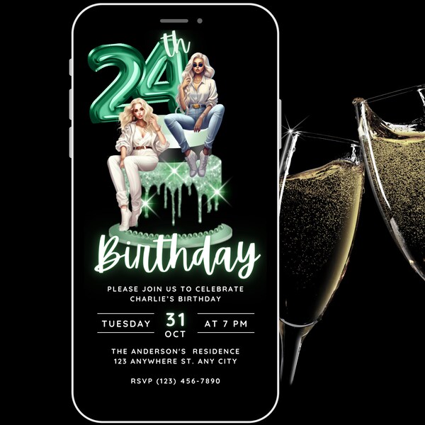 24th Birthday Card - Etsy