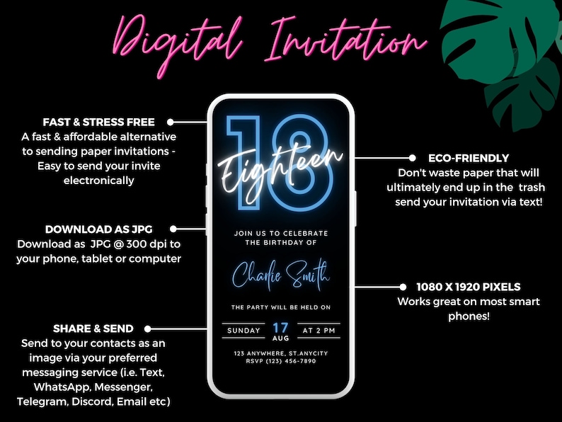 18th Birthday Invitation Template 18th Party Invite Editable - Etsy