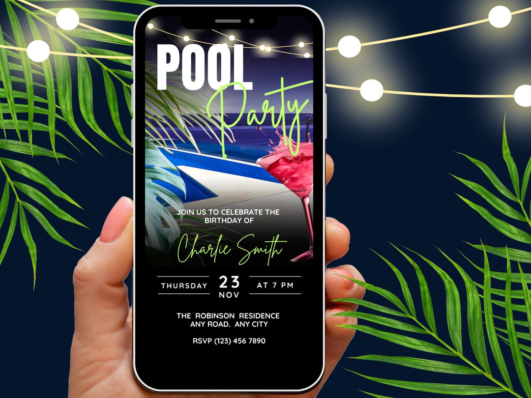 Pool Party Digital Invitation Pool Party & BBQ Invite Hot - Etsy