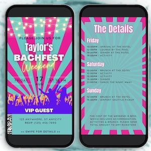 BACHFEST Bachelorette Itinerary Invitation Digital Template, Festival ...
