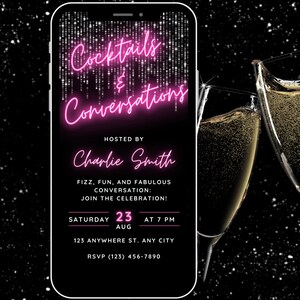 Glam Cocktails and Conversations Ladies Night Out Invitation Digital ...