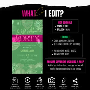 Digital Wild About Forty Birthday Invitation Template, Editable Gold ...