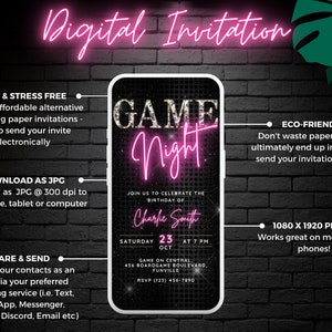 Digital Game Night Invitation for Adults, Diamond Birthday Game Night Party Invite, Poker Invite ...