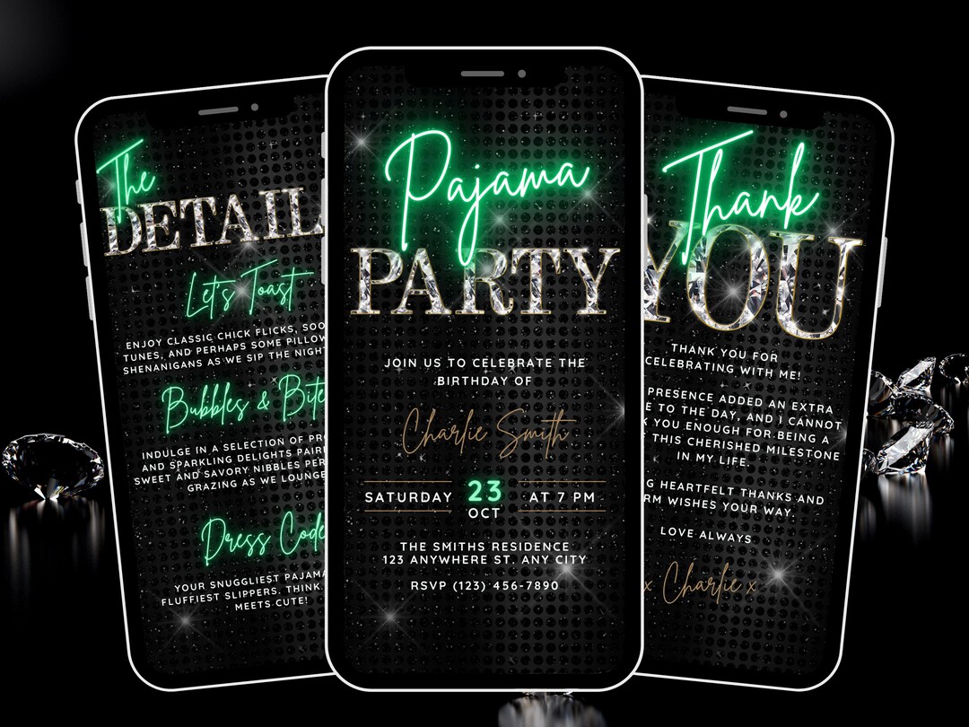 Pajama Party Invitation, Digital Sleepover Slumber Party Birthday ...