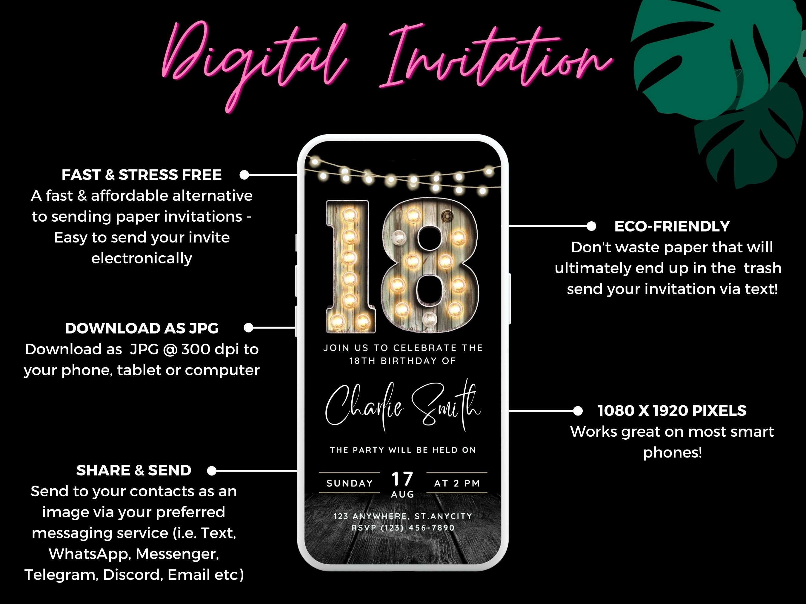 18th Birthday Party Invitation for Boy's, Editable Invitation for ...