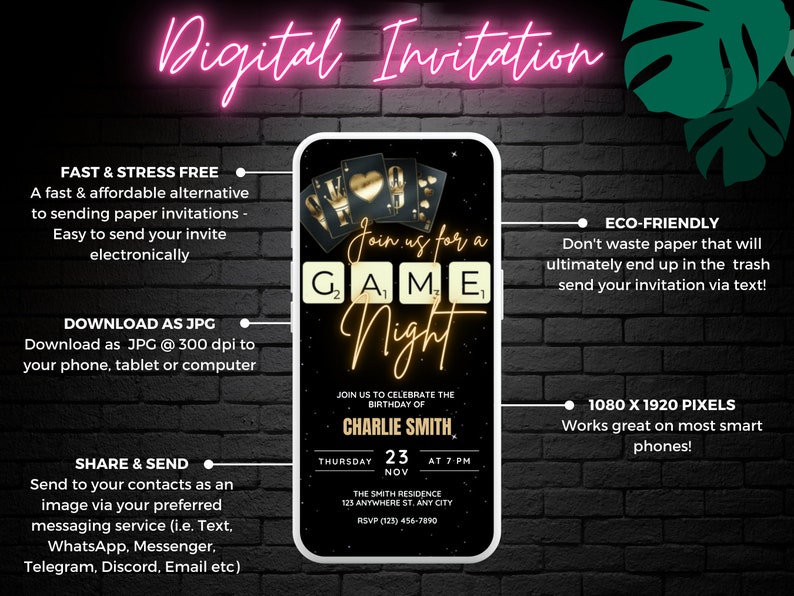 Animated Game Night Invitation for Adults, Family Game Night Party ...