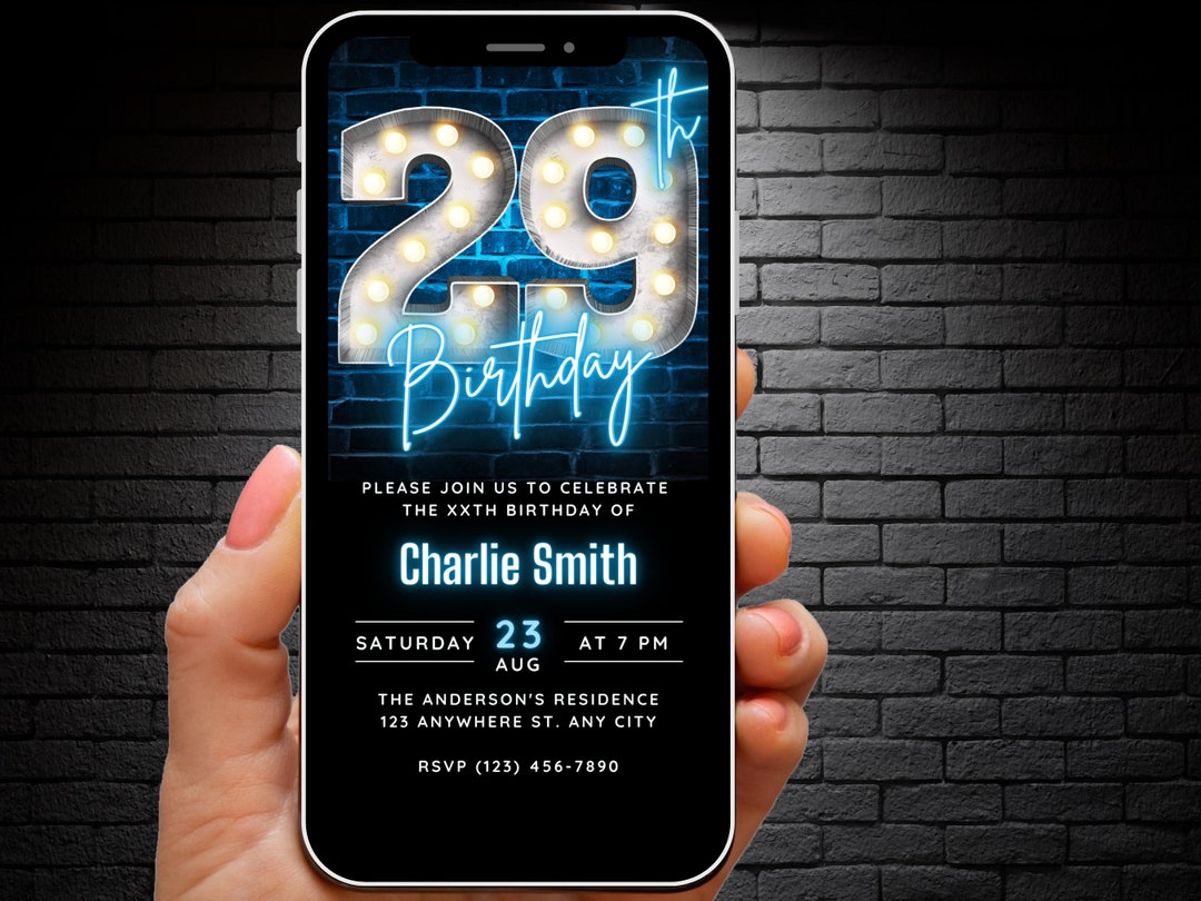 Editable 29th Birthday Invitation for Men Digital Template, Adult ...