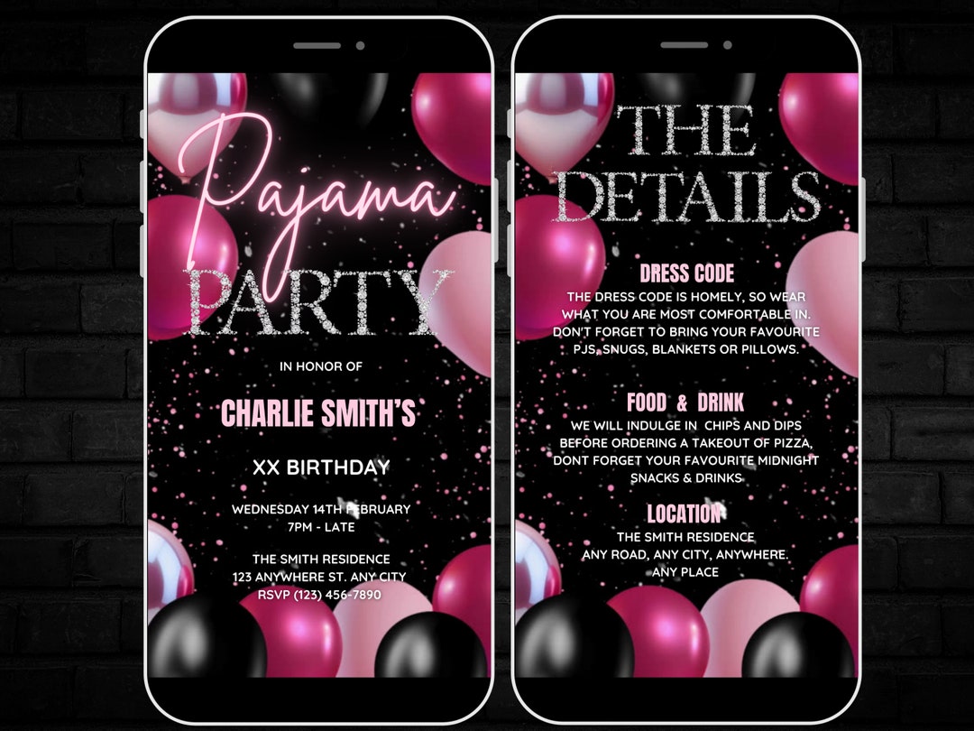 Blush Pink Pajama Party Invitation for Girls, Birthday Pajama Party ...