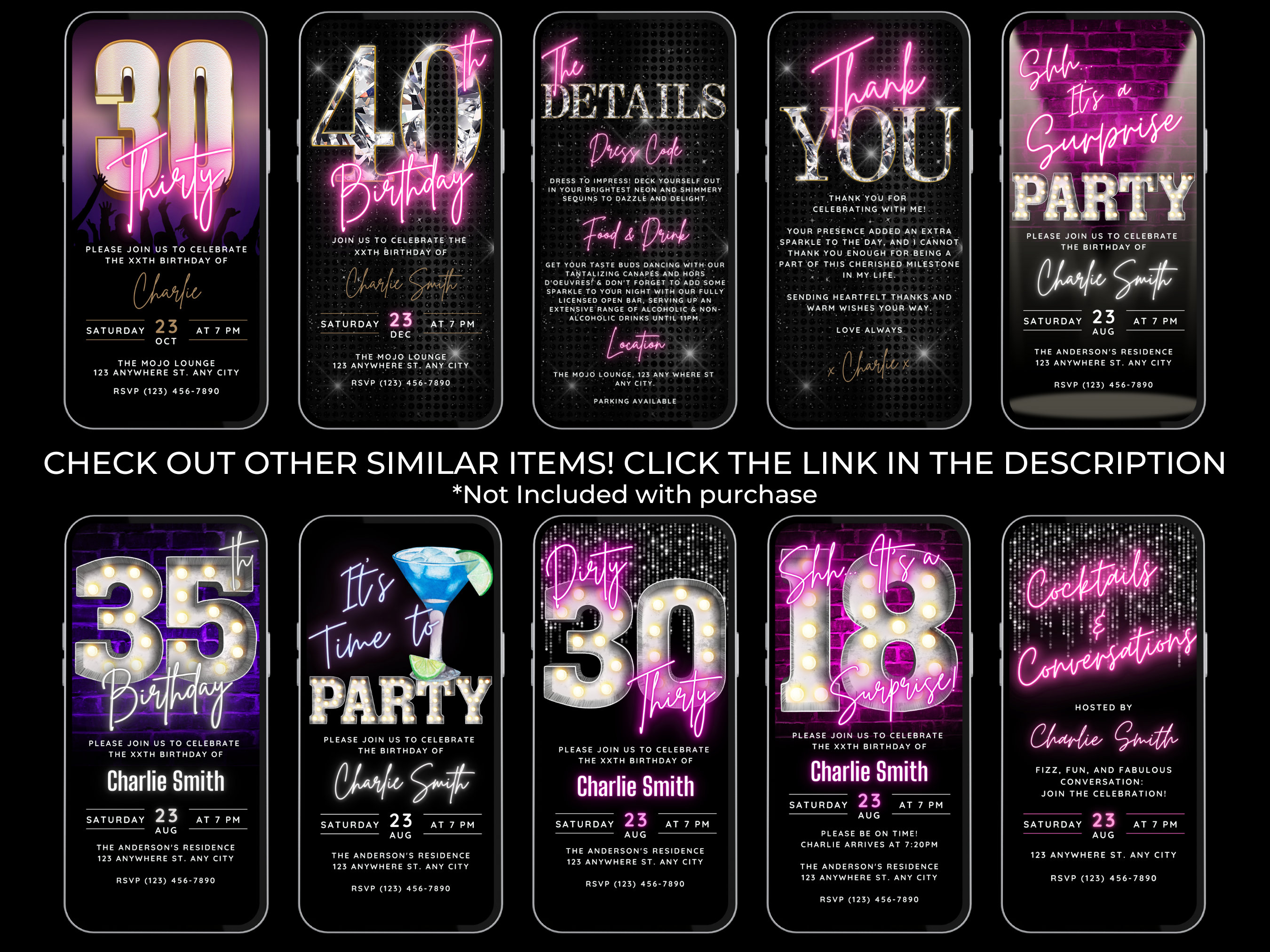 Womens Aloha 50 Birthday Invitation Animated 50th Invite - Etsy