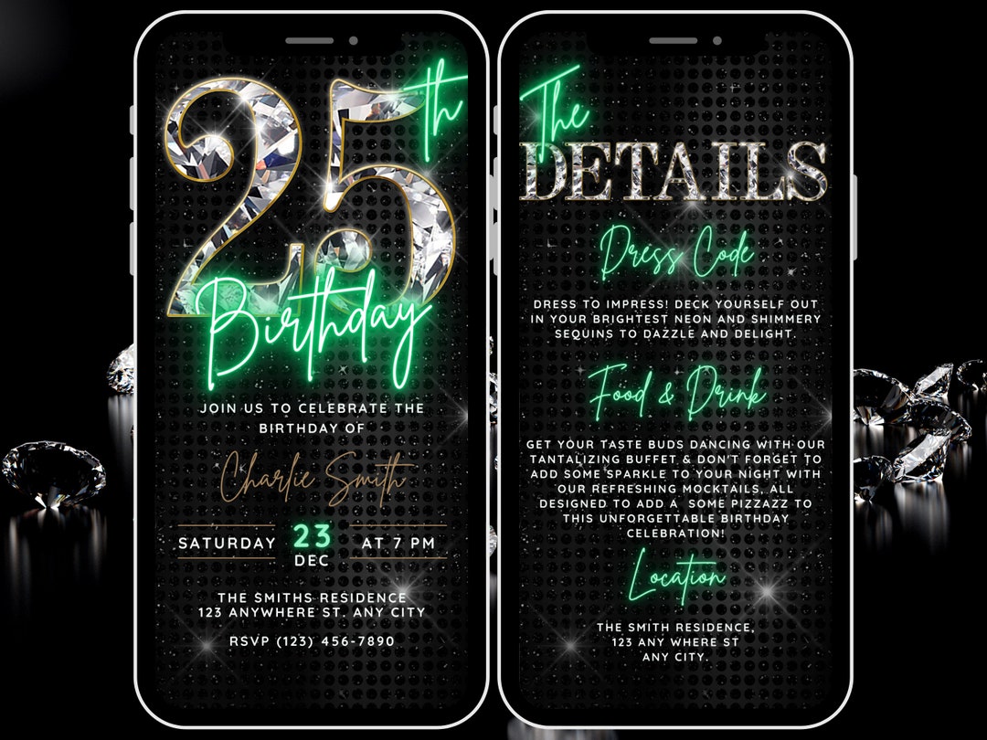 Animated 25th Birthday Digital Invite for Women, 25th Birthday Video ...