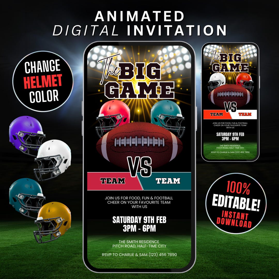 Super Bowl Invitation Digital, Customizable Superbowl Party Video ...