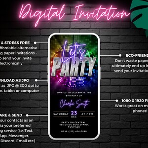 Animated Lets Party Invite Digital Invitation, Disco Diva Birthday ...