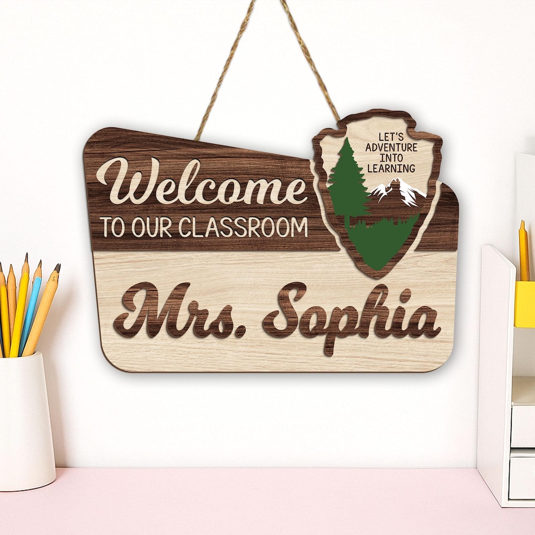 Personalized Teacher 3D Door Hanger National Park Teacher Sign ...