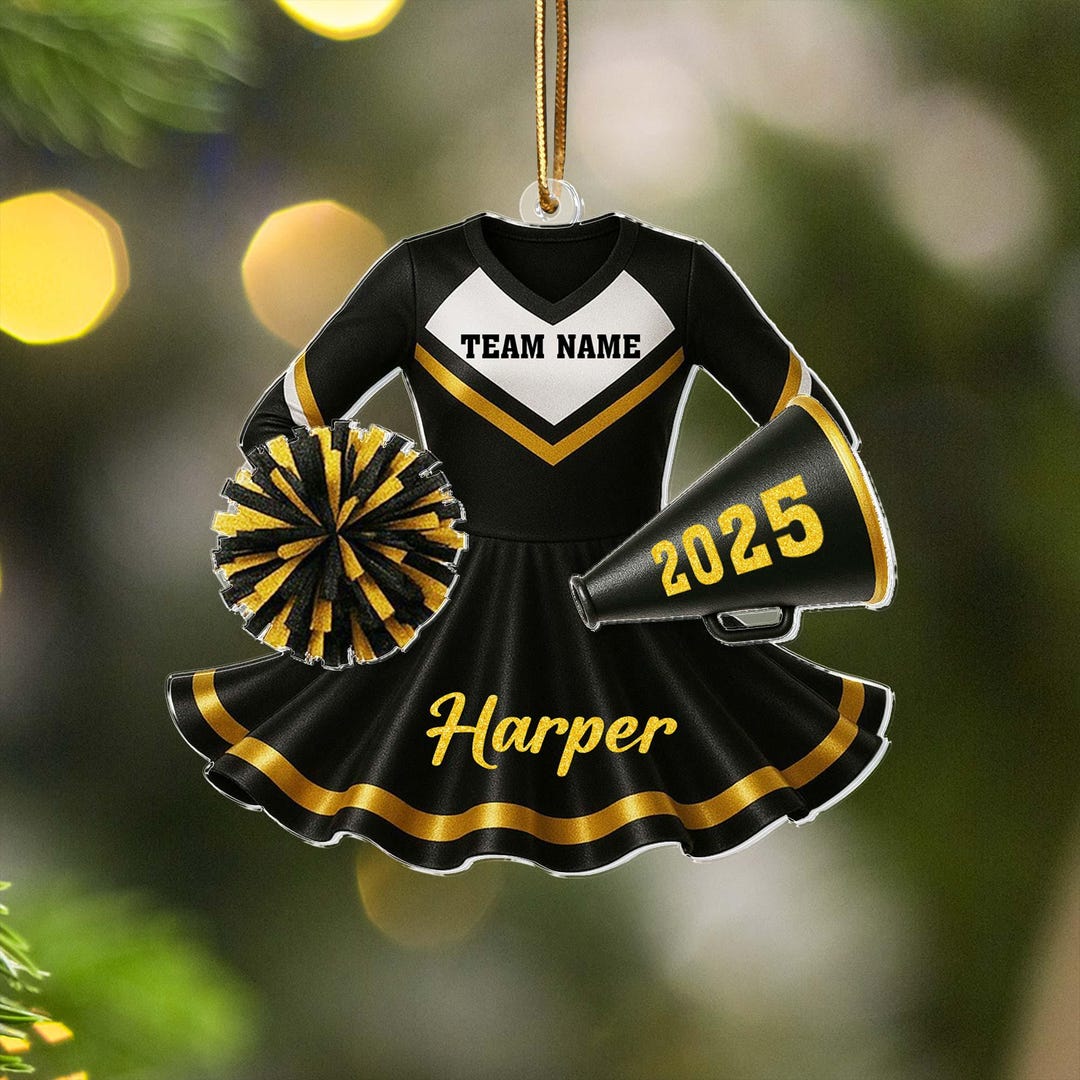 Personalized Cheerleader Girls 2 Layered Acrylic Ornament, Cheer Coach ...