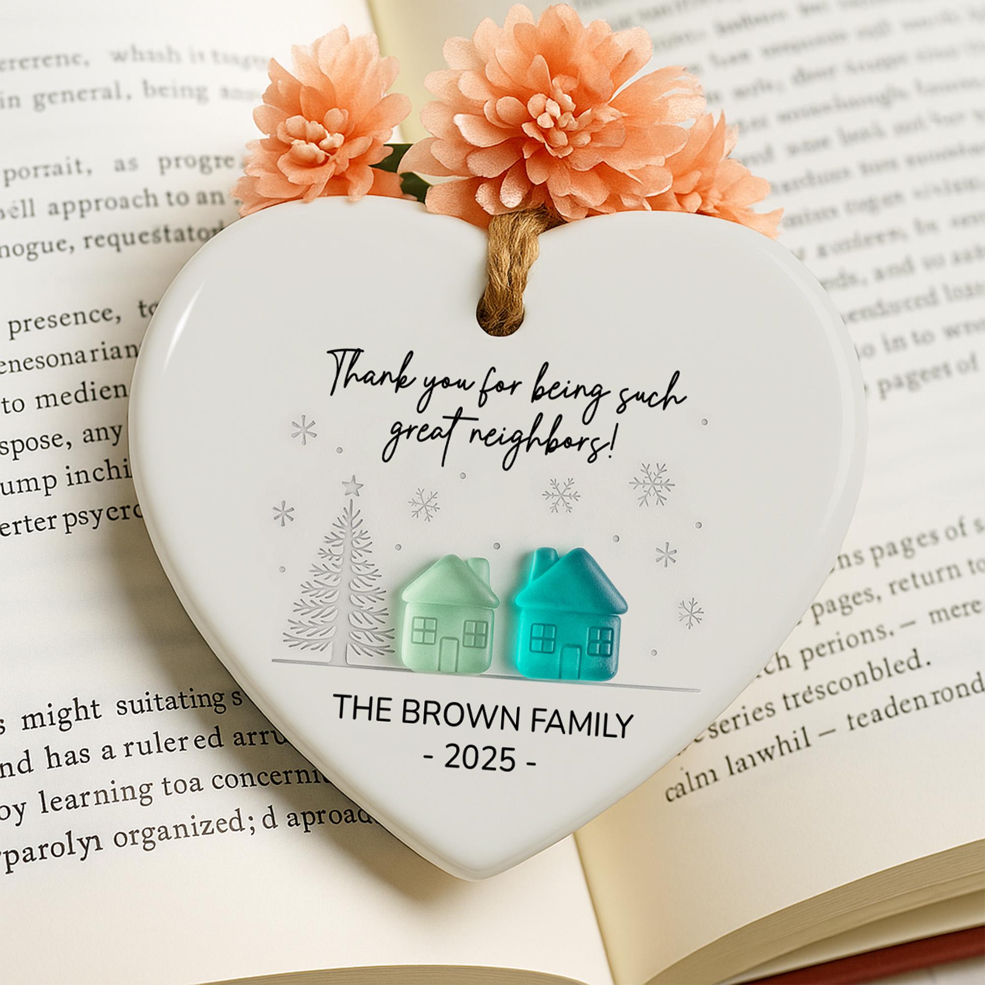Sea Glass 2D Effect Neighbor Christmas Ornament, Thank You Neighbours ...
