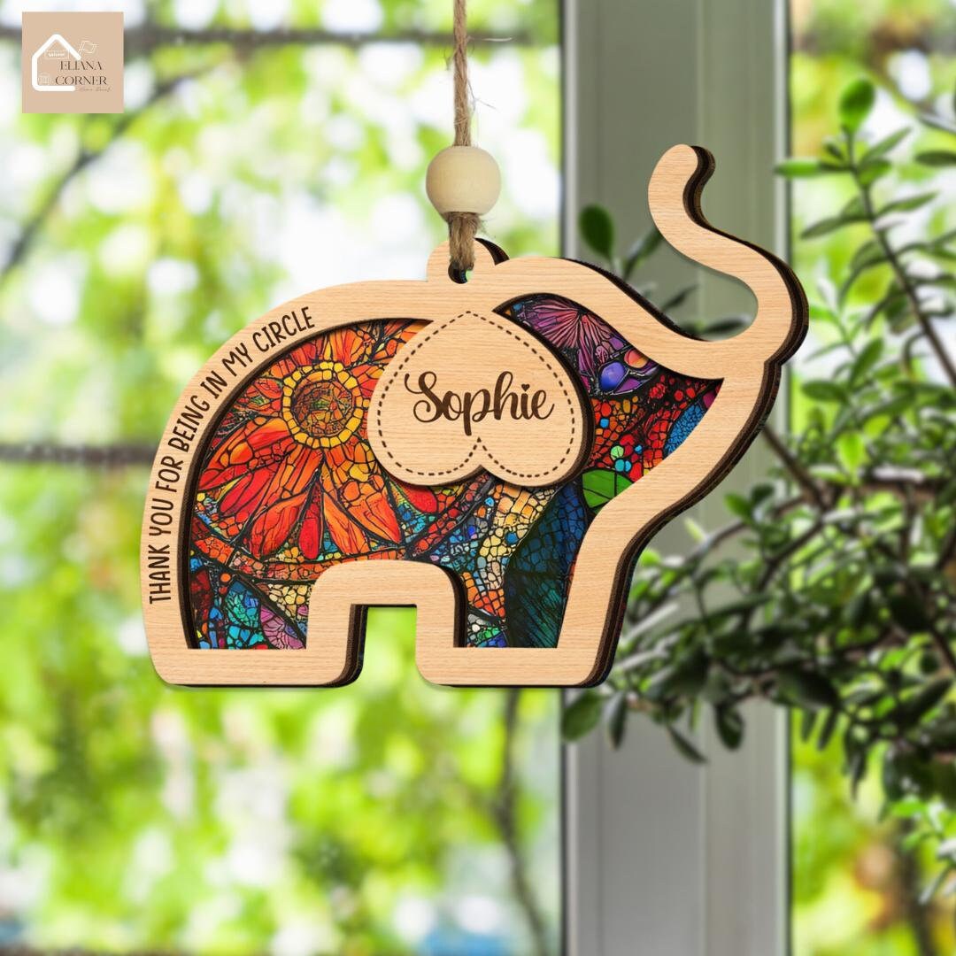 Elephant Friendship Ornament Suncatcher, Sisterhood Ornament, Bestie ...