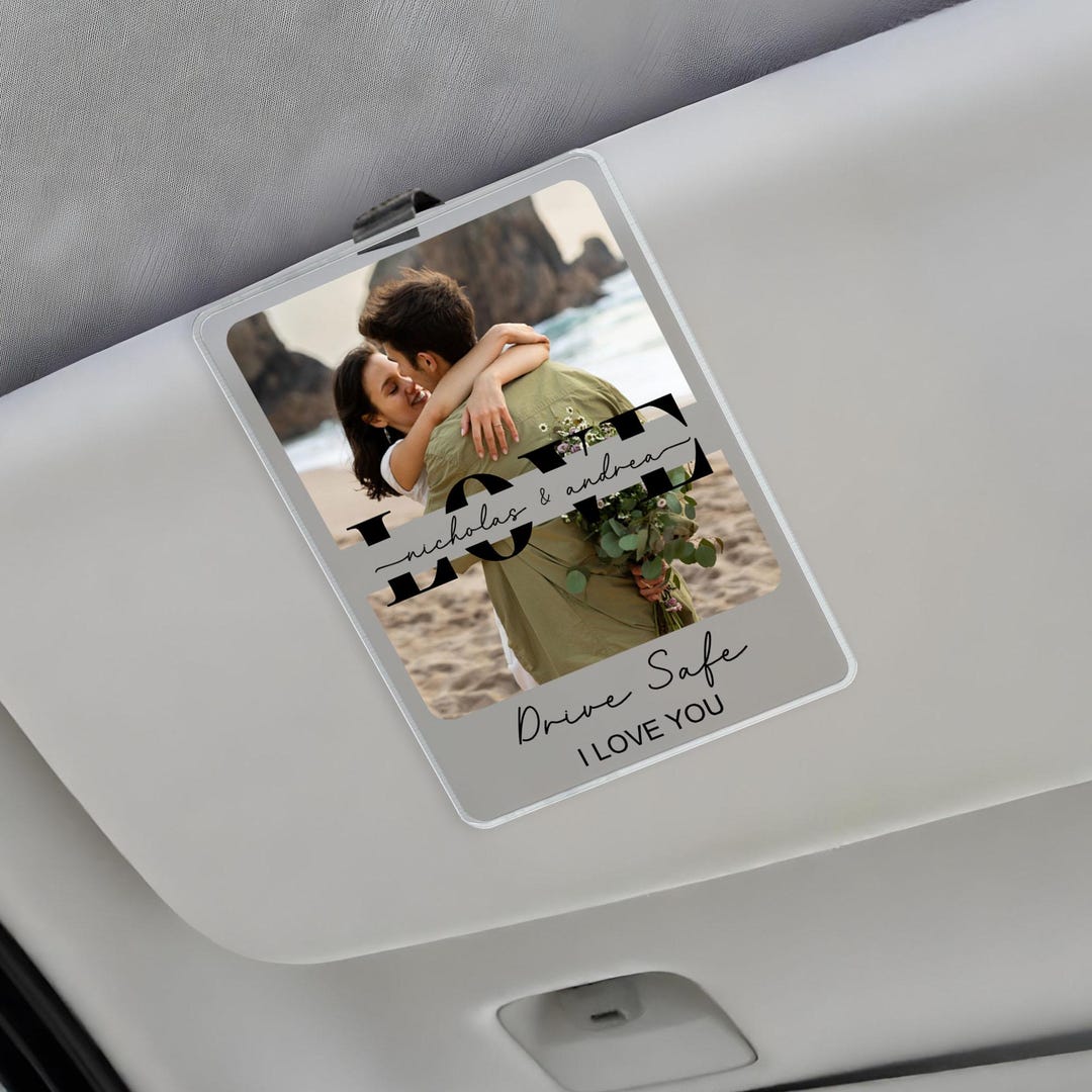 Personalized Photo Car Visor Clip, Couples Gift for Him, Car ...