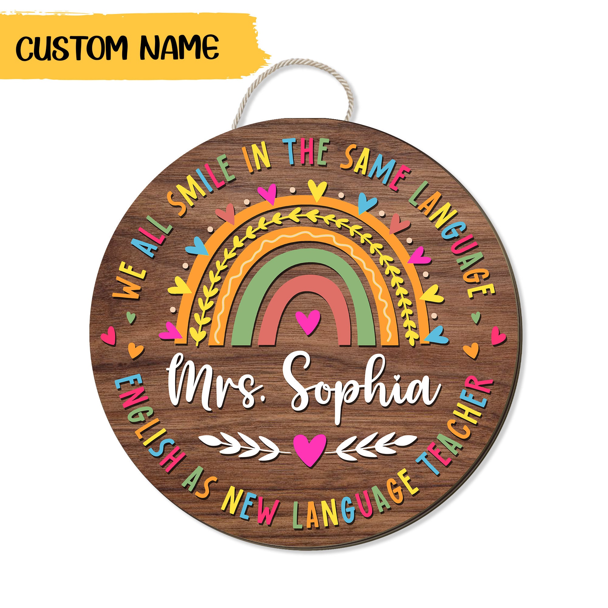 Personalized Teacher Door Sign ESL Teacher Door Hanger ESL - Etsy