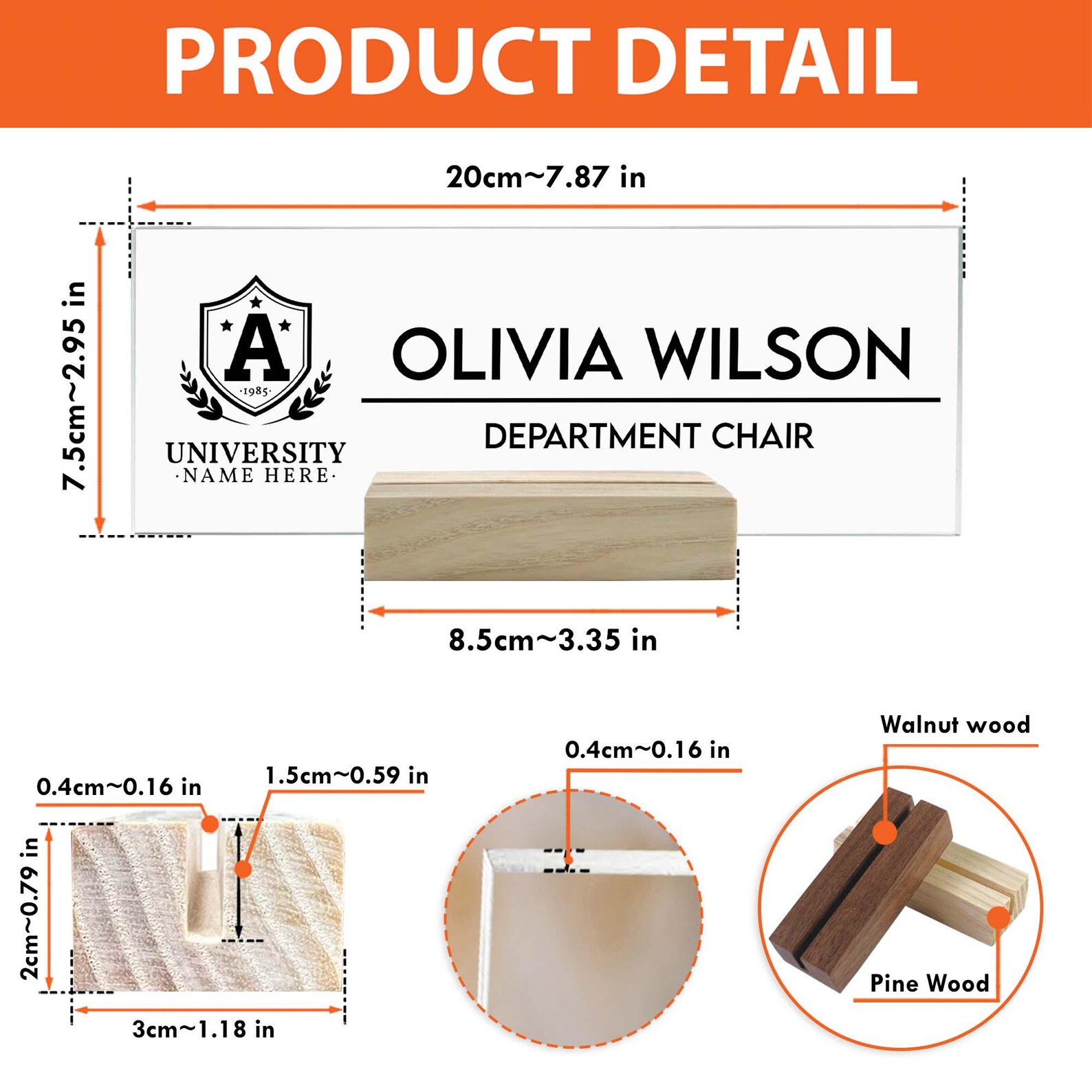 Personalized Desk Name Plate Block Logo, Professional Office Decor ...