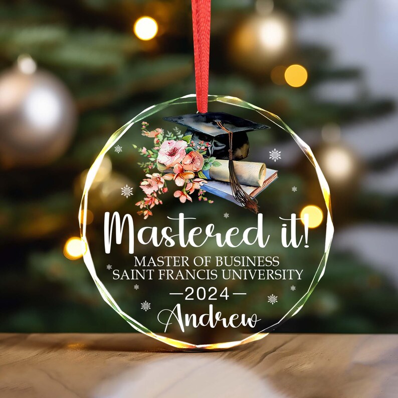 Personalized Masters Degree Ornament, Grad Student Ornament 2024 ...
