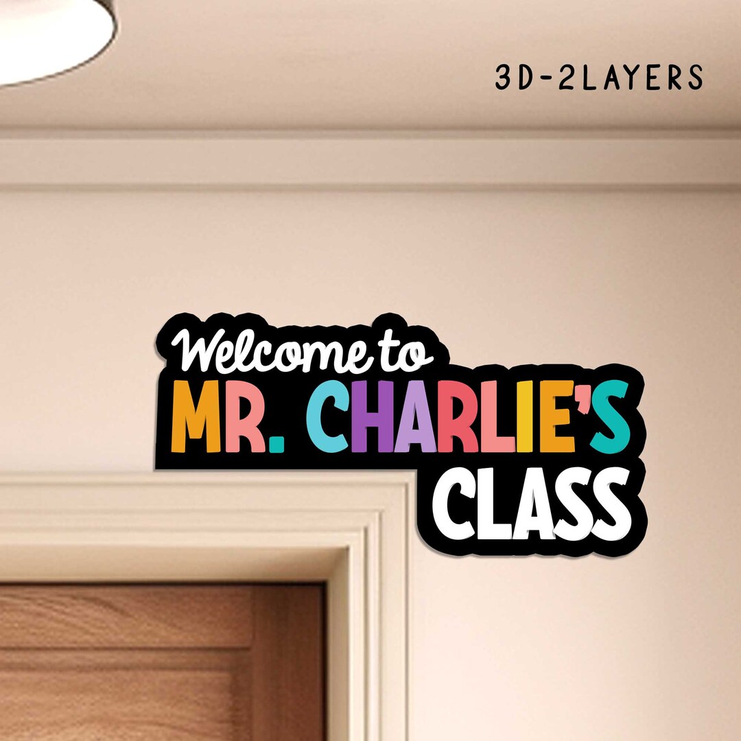 Personalized Teacher Name Doorframe Corner Sign, Custom Rainbow Teacher ...