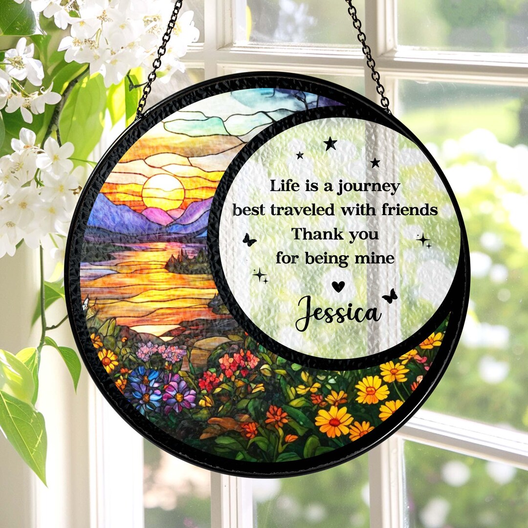 Personalized Friend Stained Glass Suncatcher Ornament, Friend Christmas ...