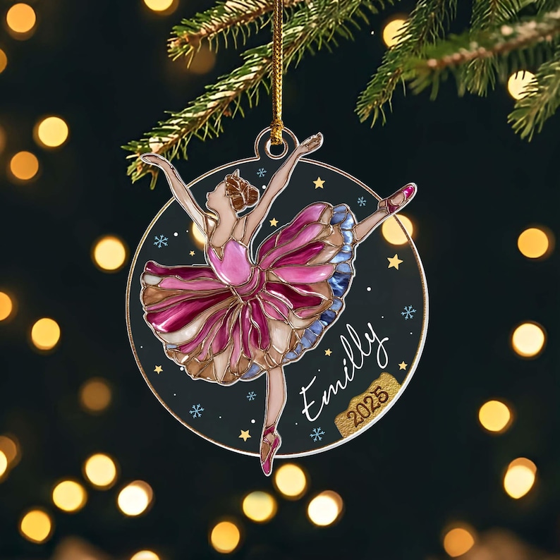 Custom Name Ballerina Ornament, Ballet Christmas Ornament, Dance ...