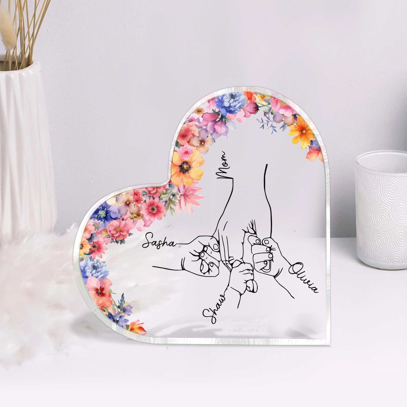 Holding Kid Hands Mom Grandma, Custom Name Mom and Kid Hands Acrylic ...