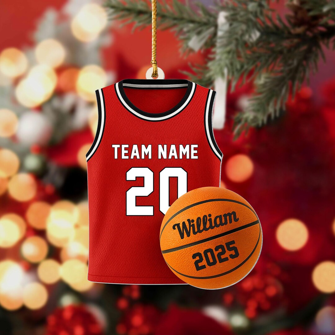 Custom Basketball Team Jersey Christmas Ornament, Basketball Jersey ...